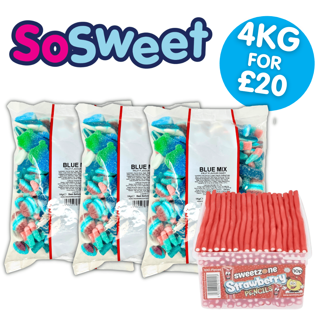 Explore SoSweet's 4kg Sweet Bundle - Blue Mix & Custom Sweetzone Pencils