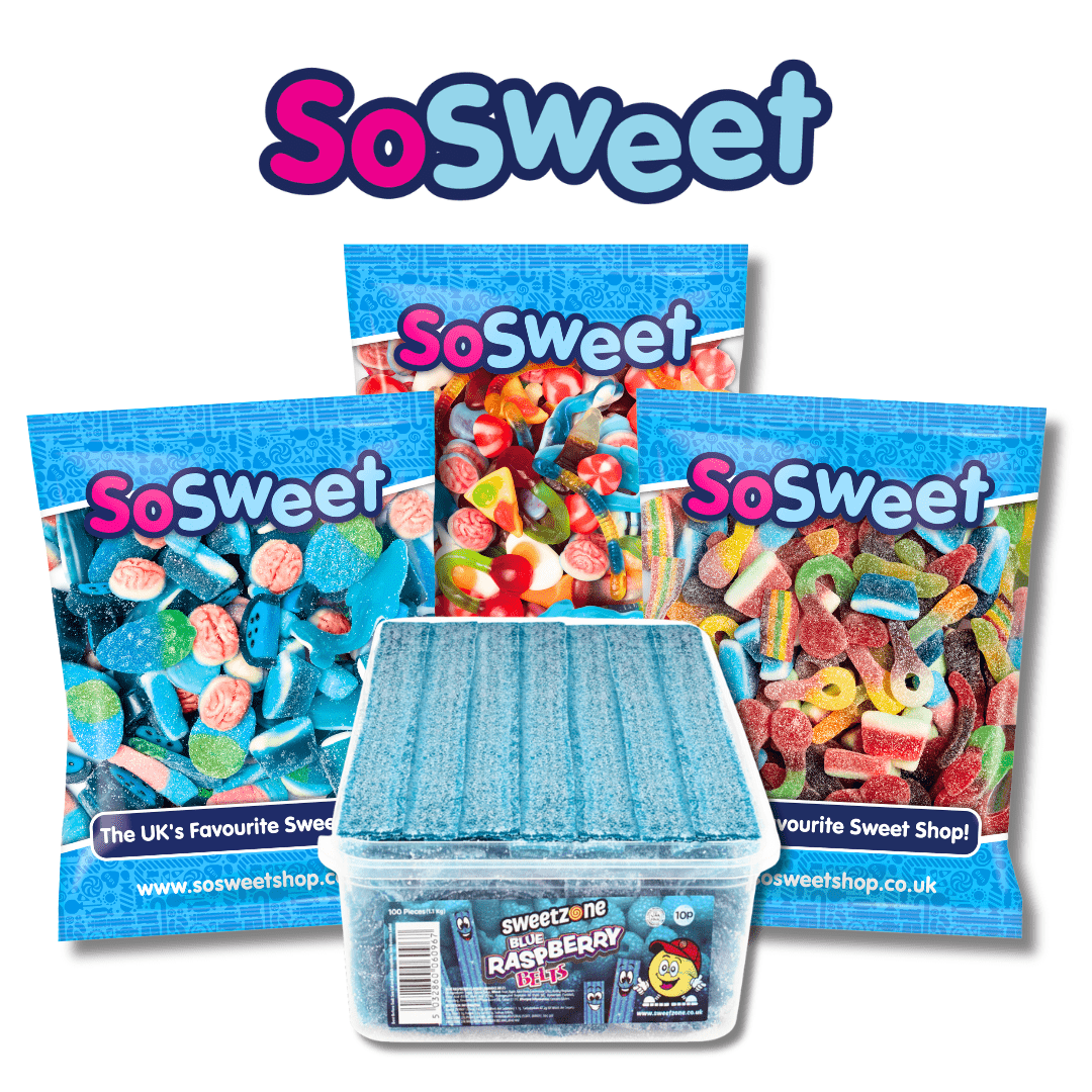 4kg for £25 - Jelly, Fizzy, Blue, Sweetzone Blue Raspberry Belt – SoSweet