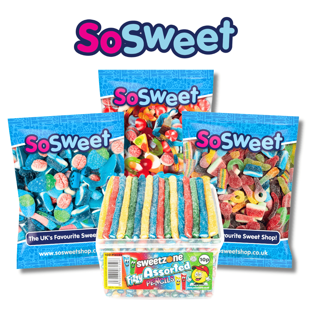 4kg for £25 - Jelly, Fizzy, Blue, Sweetzone Fizzy Assorted Pencil – SoSweet