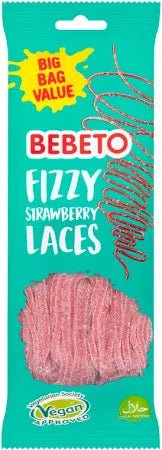 Bebeto Fizzy Strawberry Laces Peg Bag 160g PMP £1 – SoSweet