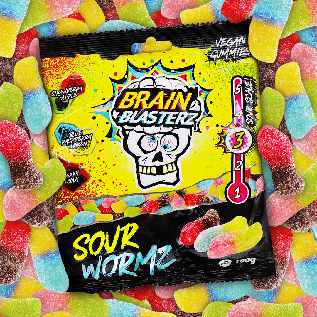 Brain Blasterz Peg Bag Sour Wormz 100g – SoSweet
