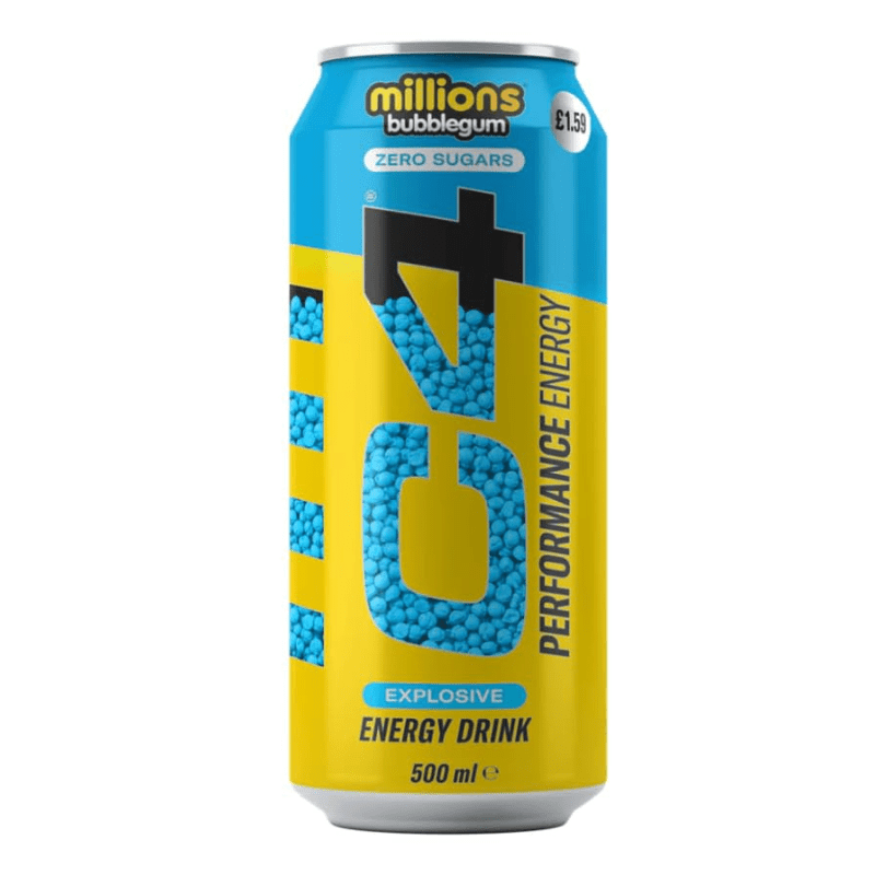 C4 Energy Millions Bubblegum Zero Sugar Can 500ml PMP £1.59 – SoSweet