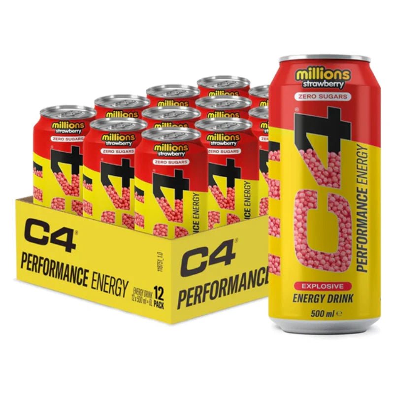 C4 Energy Millions Strawberry Zero Sugar Can 500ml PMP £1.59 (Case of ...