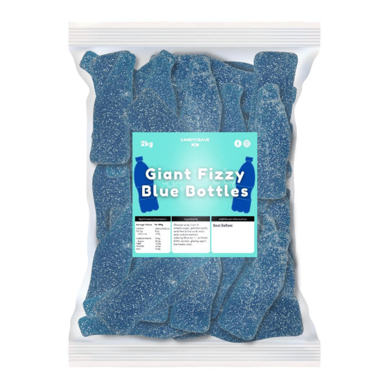 CandyCrave Giant Fizzy Blue Bottles Bag 2kg – SoSweet