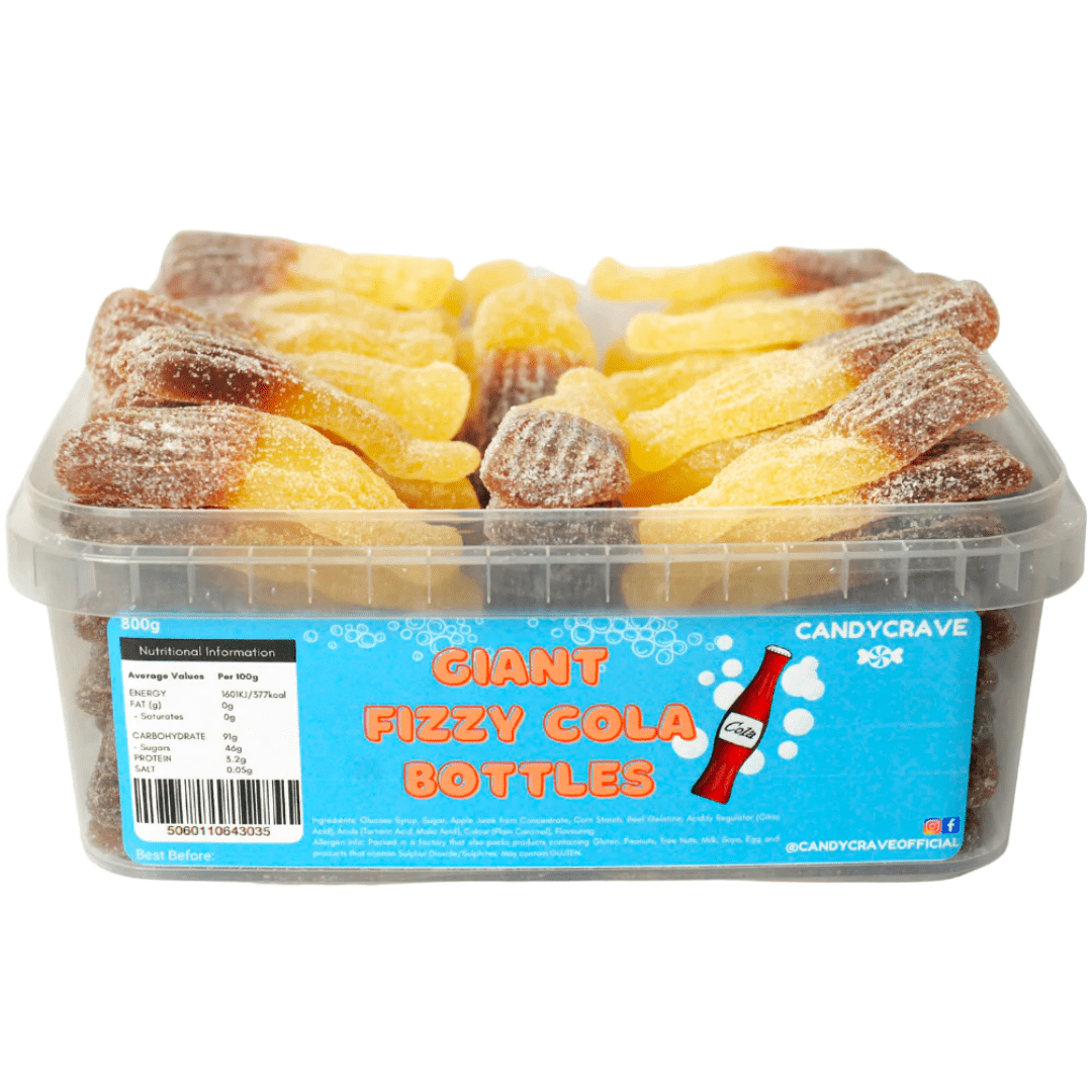 Candycrave Giant Fizzy Cola Bottles Tub 600g – SoSweet