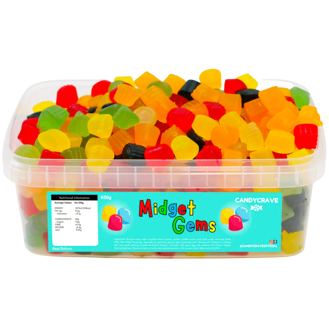 Candycrave Midget Gems Tub 600g – SoSweet
