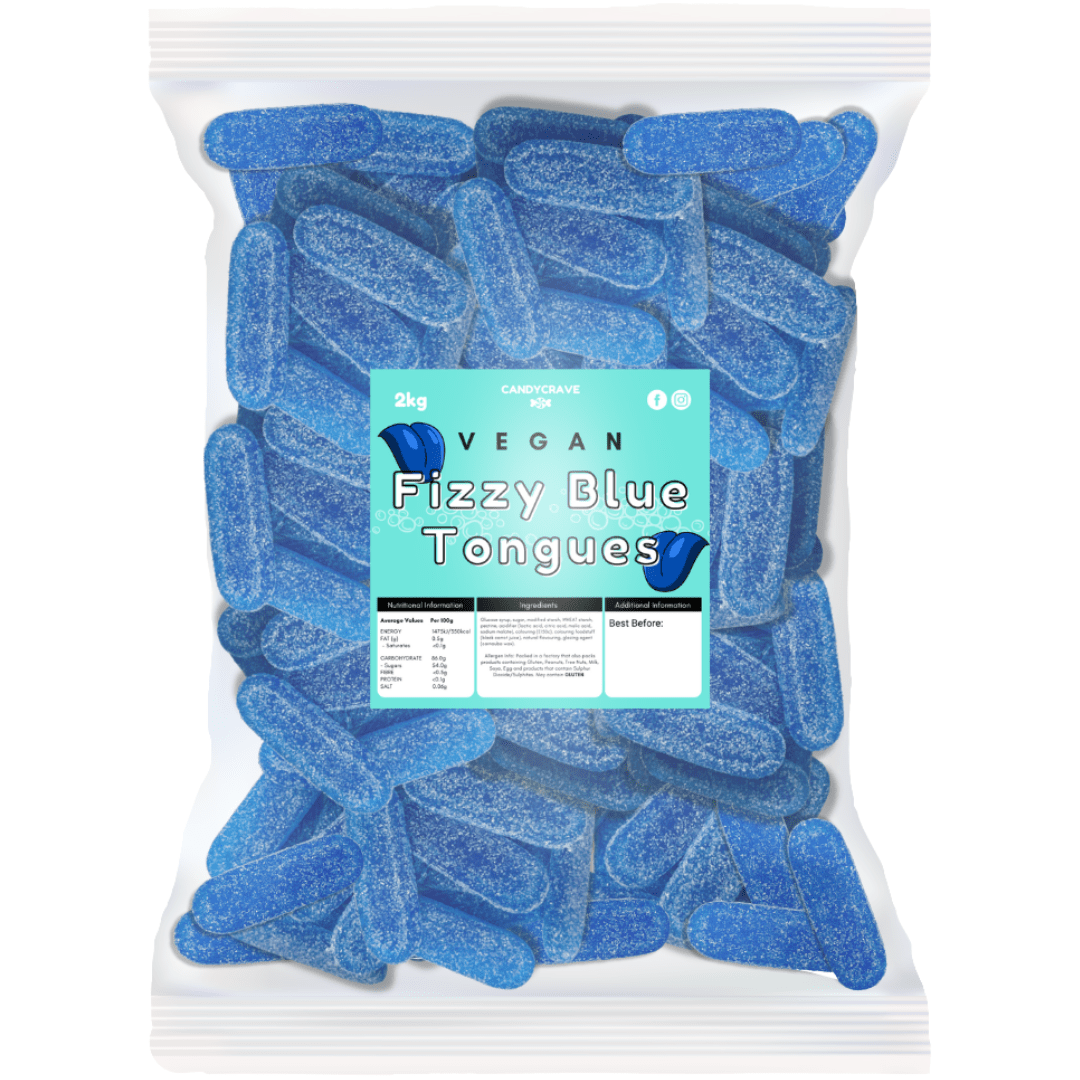 Candycrave Vegan Fizzy Blue Tongues Bag 2kg – SoSweet
