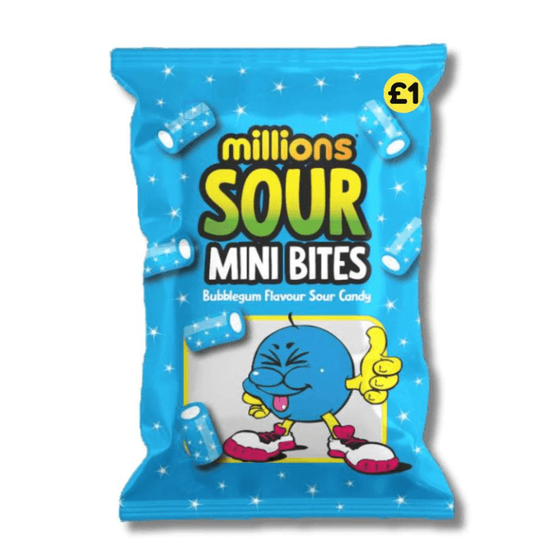 Millions Bags Sour Bubblegum Mini Bites Peg Bag 140g – SoSweet