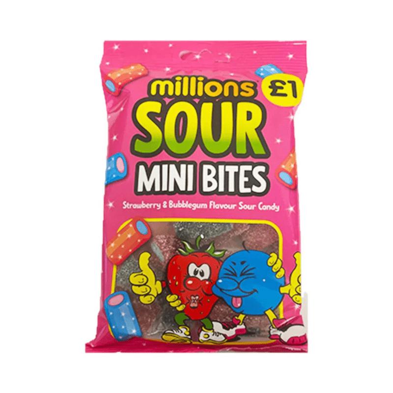 Millions Bags Sour Strubblegum Mini Bites Peg Bag 140g – SoSweet