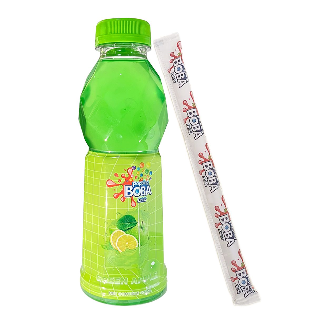 Popping Boba Green Apple With Straw (500ml) – SoSweet