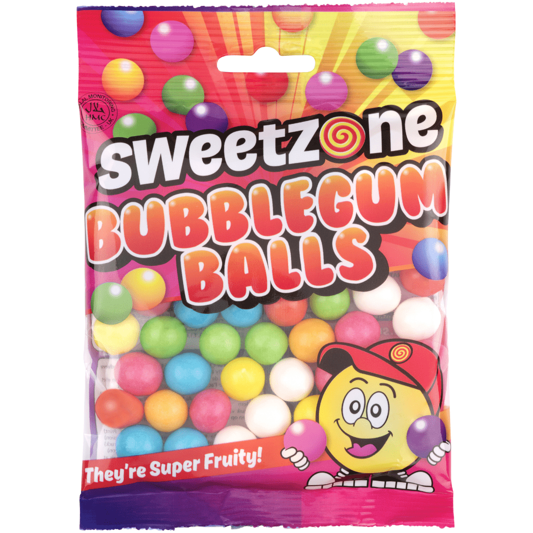 Sweetzone Bubblegum Balls Peg Bag 90g – SoSweet