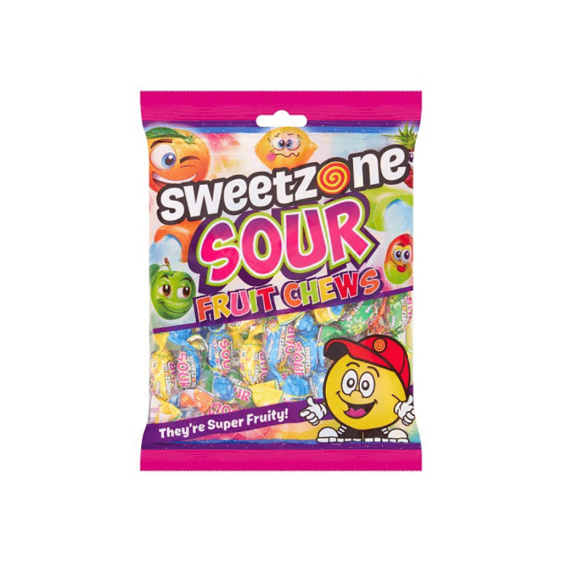 Sweetzone Sour Fruit Chews Peg Bag 180g – SoSweet