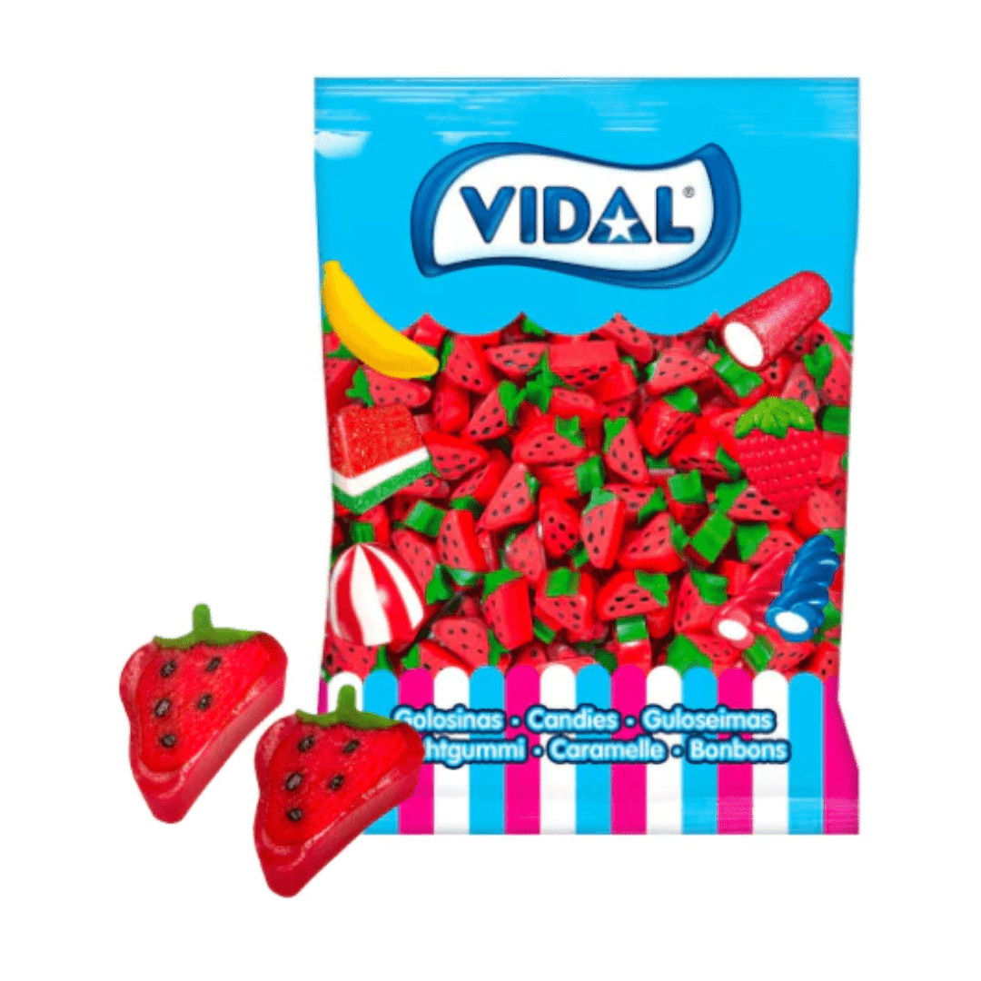 Vidal Liquorice Strawberries Slices Bag 1.5kg – SoSweet